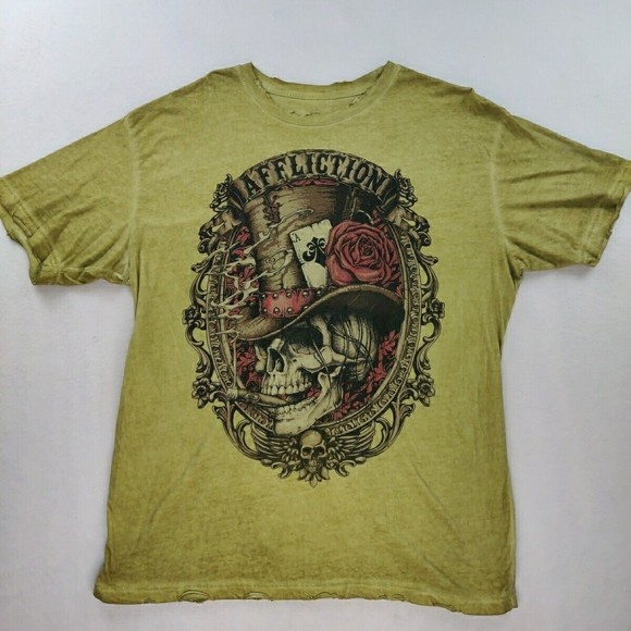 Affliction | Shirts | Affliction Live Fast Mens T Shirt Size 2xl Gold ...